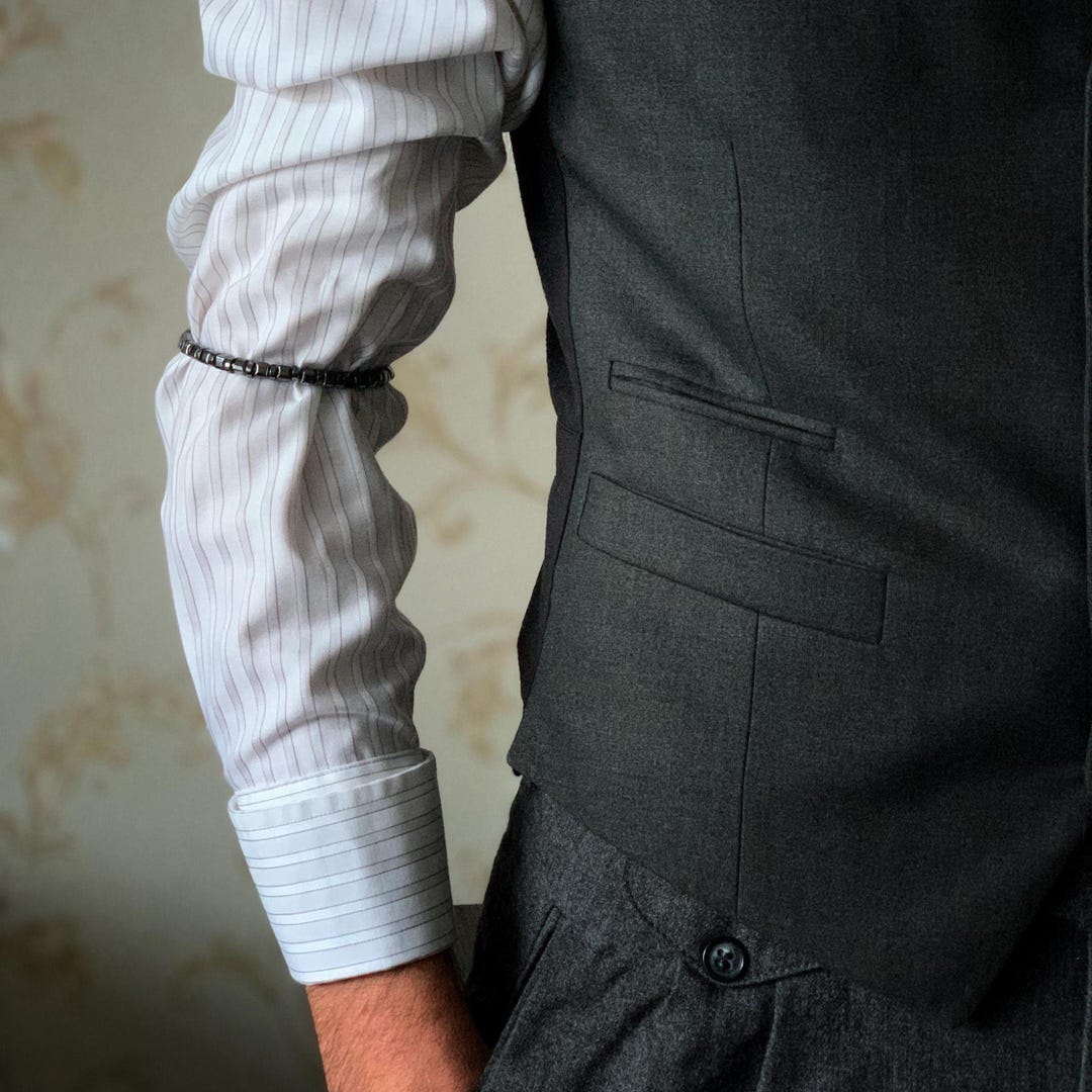 Sleeve Garters for Men Made of Hematite Stones With Durable Elastic ...