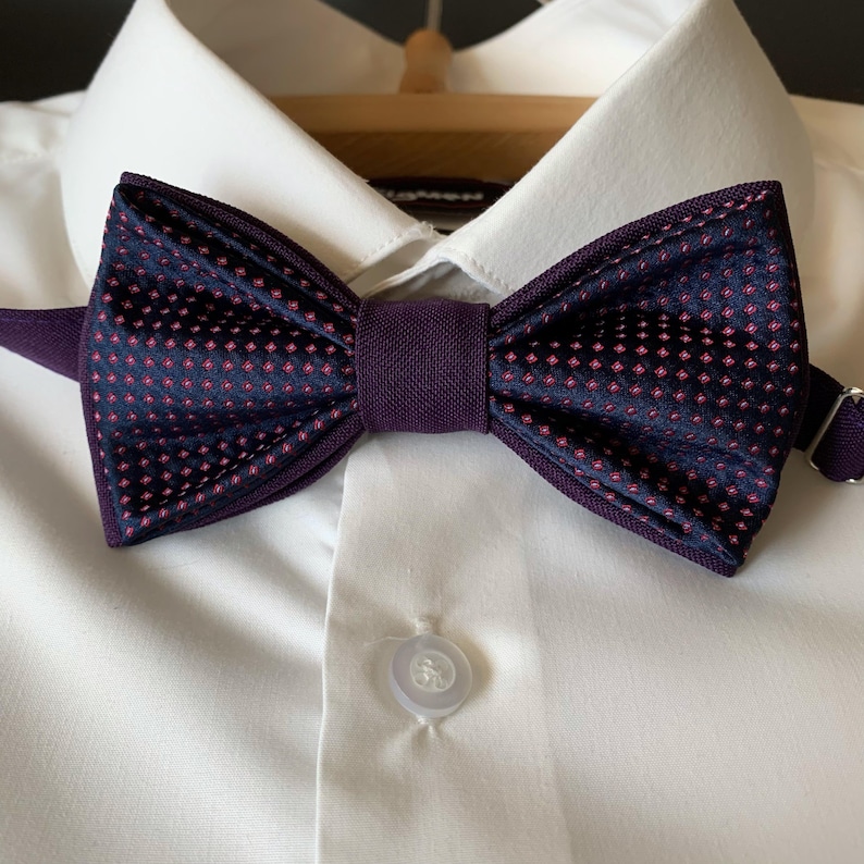 Men's Set Purple Bow Tie + Suspenders for Wedding, Purple Bow Tie and ...