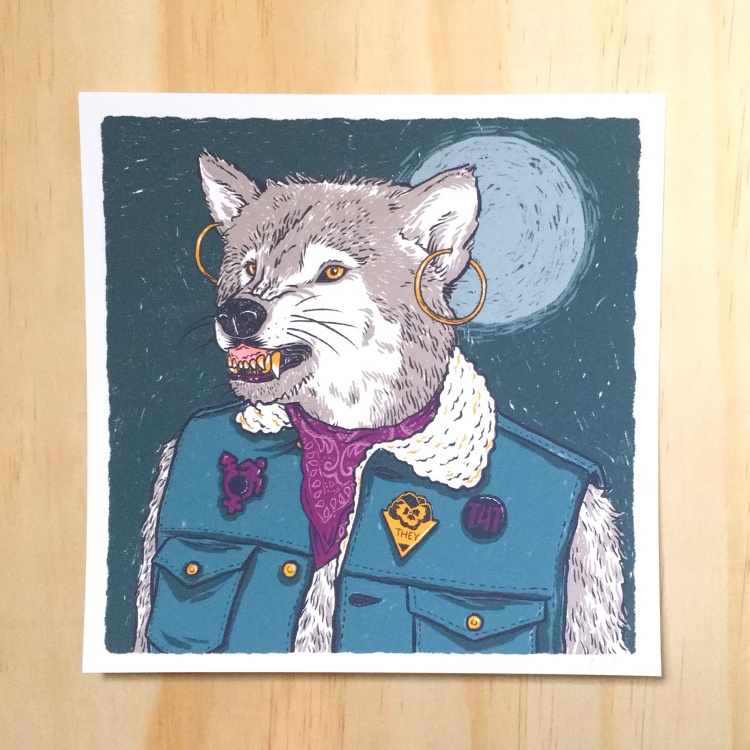 Trans Werewolf – Art Print – T4t, Trans Power, Trans Pride, Nonbinary ...