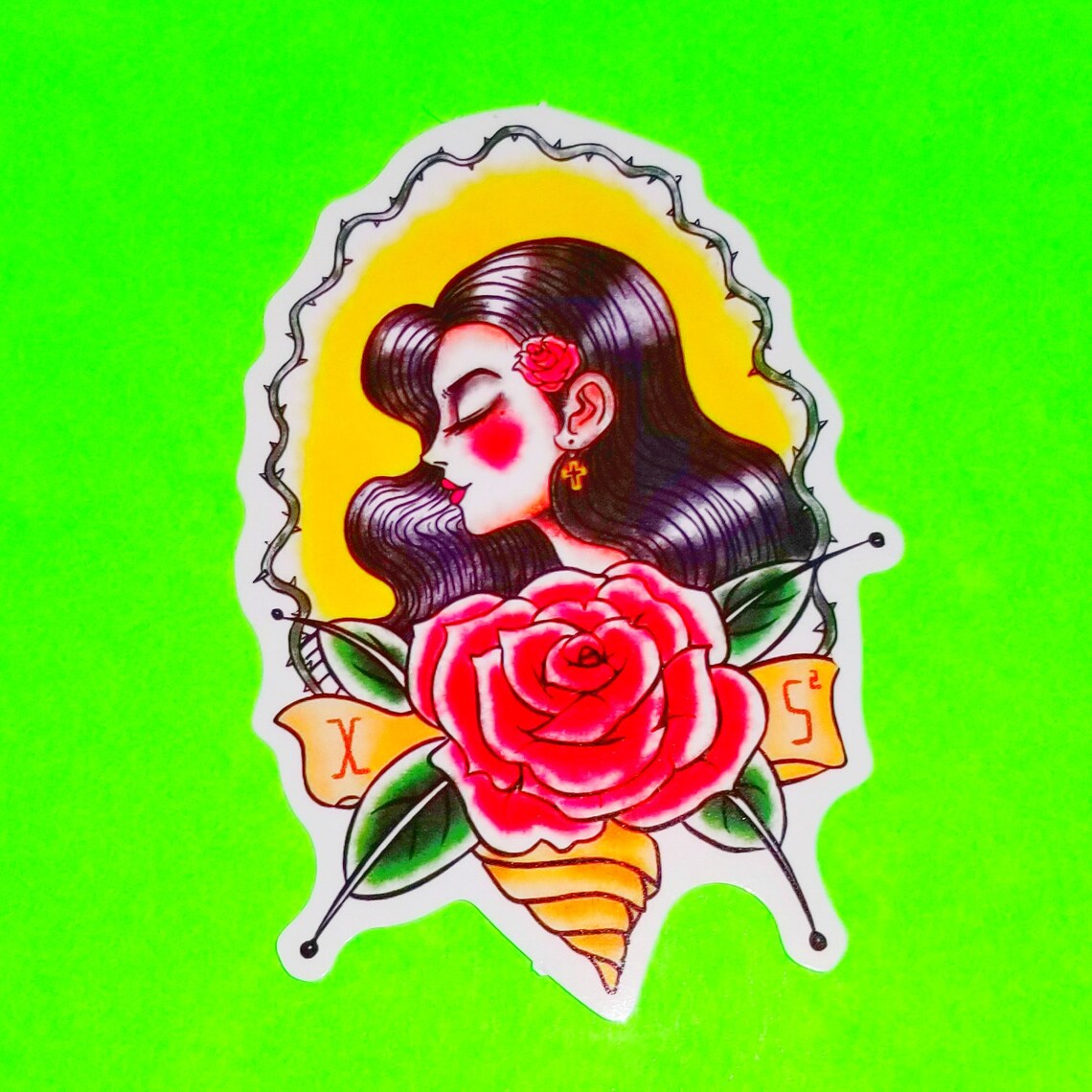 Pinup Girl Old School Traditional Tattoo Flash Sailor Style Etsy