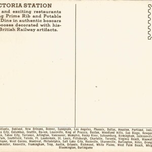 Victoria Station Restaurants Prime Rib Railway Stagecoach - Etsy