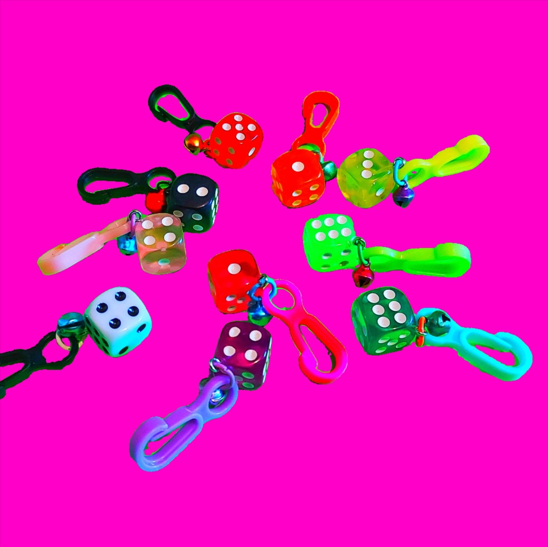 Lucky Dice 80s Repop Plastic Charms Bright Colourful Charm Necklace ...