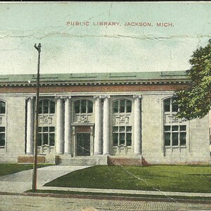 Michigan Vintage 1910s Postcard Jackson Public Library - Etsy