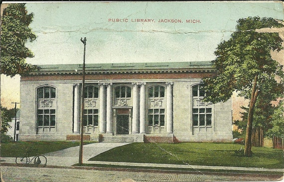Michigan Vintage 1910s Postcard Jackson Public Library - Etsy