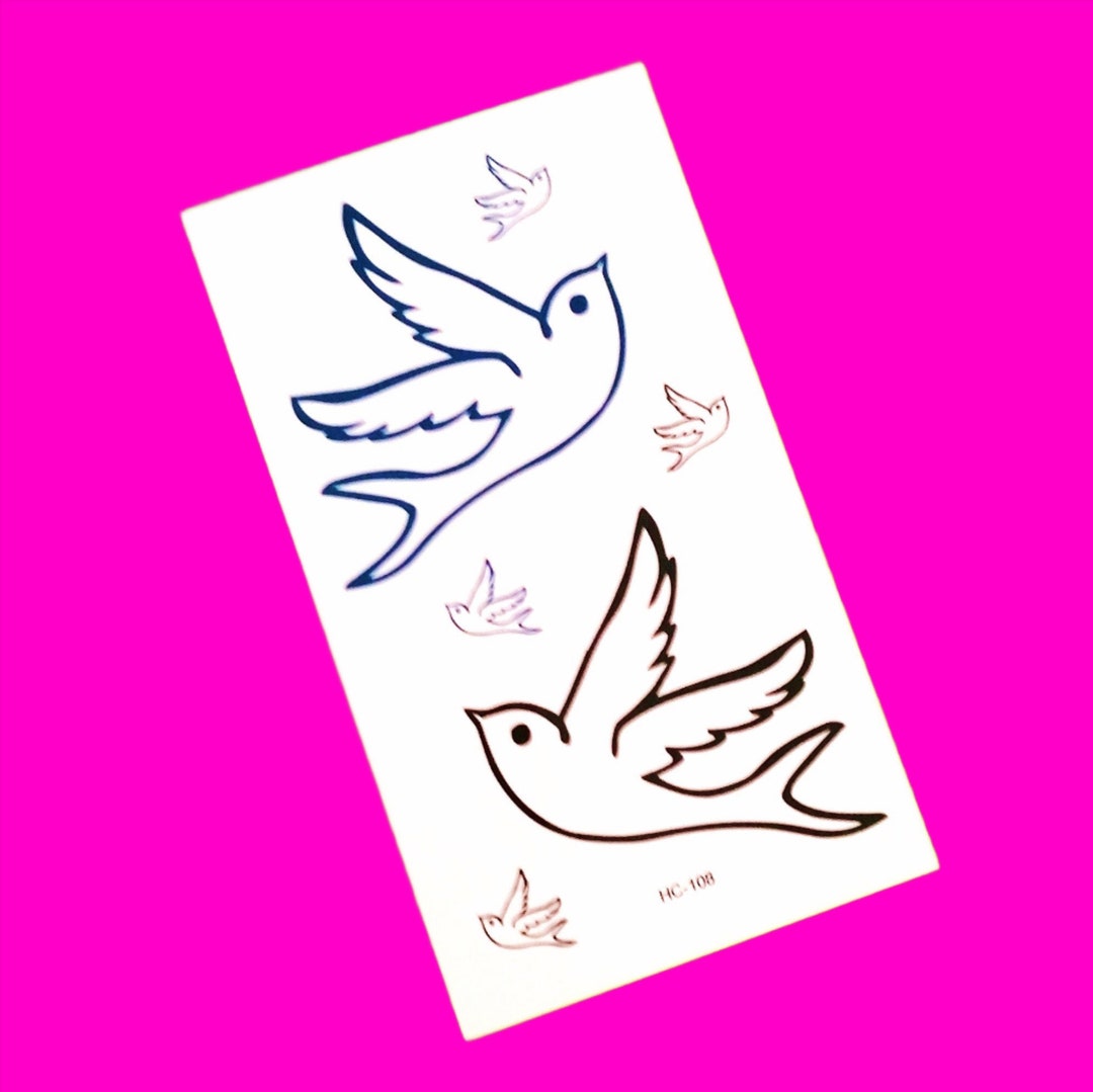 Swallow Mix Old School Traditional Rockabilly Bird Line Drawing Kitsch ...