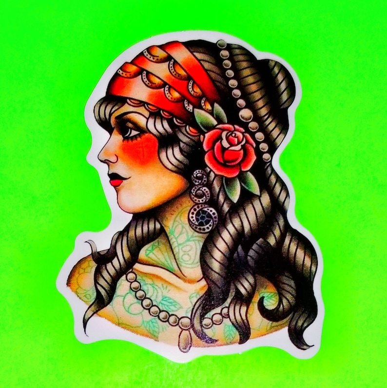 Pinup Girl Old School Traditional Tattoo Flash Sailor Style Etsy