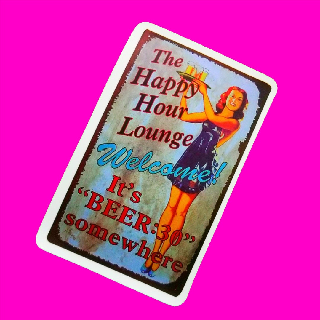 Happy Hour Lounge Beer Time Pinup Girl Garçonete Bem-vindo Servindo ...