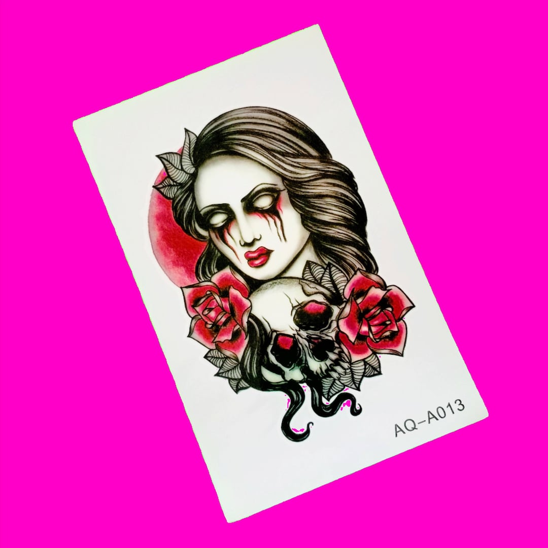 Zombie Belle Goth Pinup Apocalypse Fantasy Black Red Colour Traditional ...