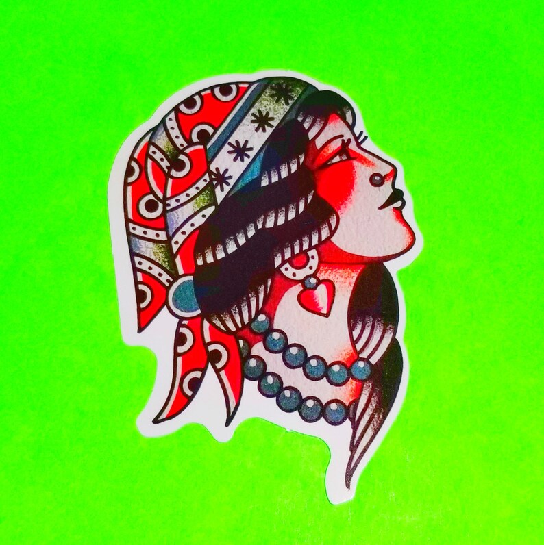 Pinup Girl Old School Traditional Tattoo Flash Sailor Style Etsy