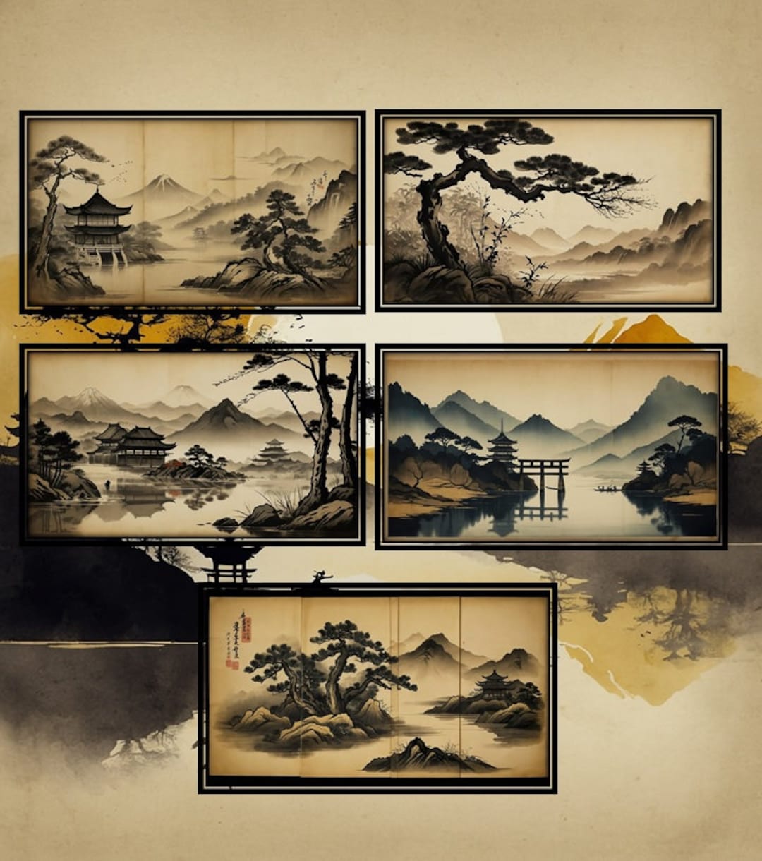 Japanese Collection Ink Painting - Etsy