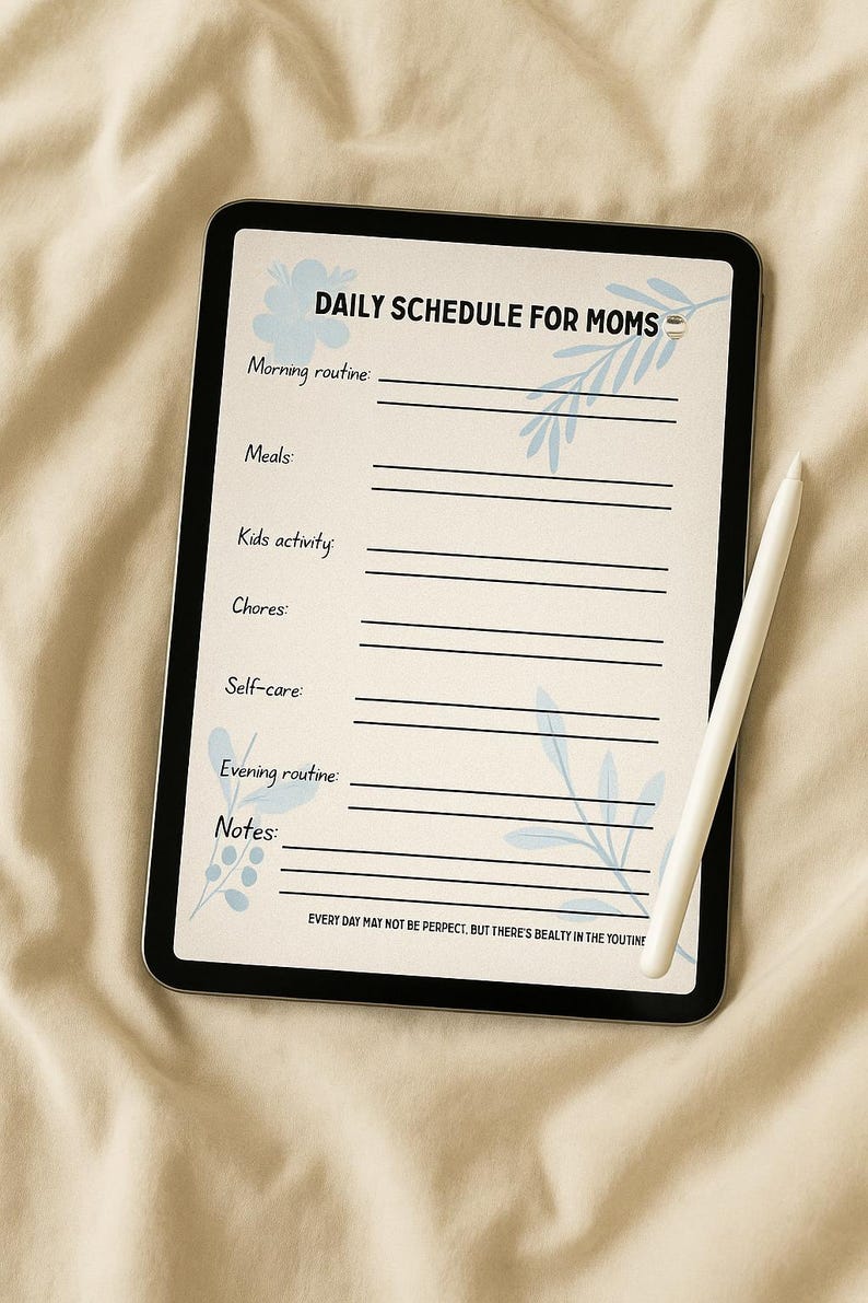 Daily Schedule for Moms | Printable Minimalist Planner PDF Download ...