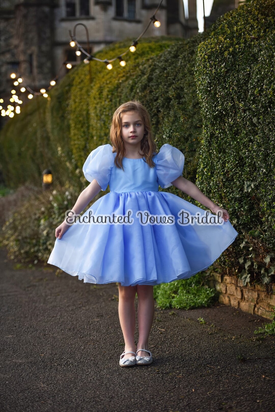 Gorgeous Blue Puff Sleeve Flower Girl Dress - (age 5 Yrs in Stock ...