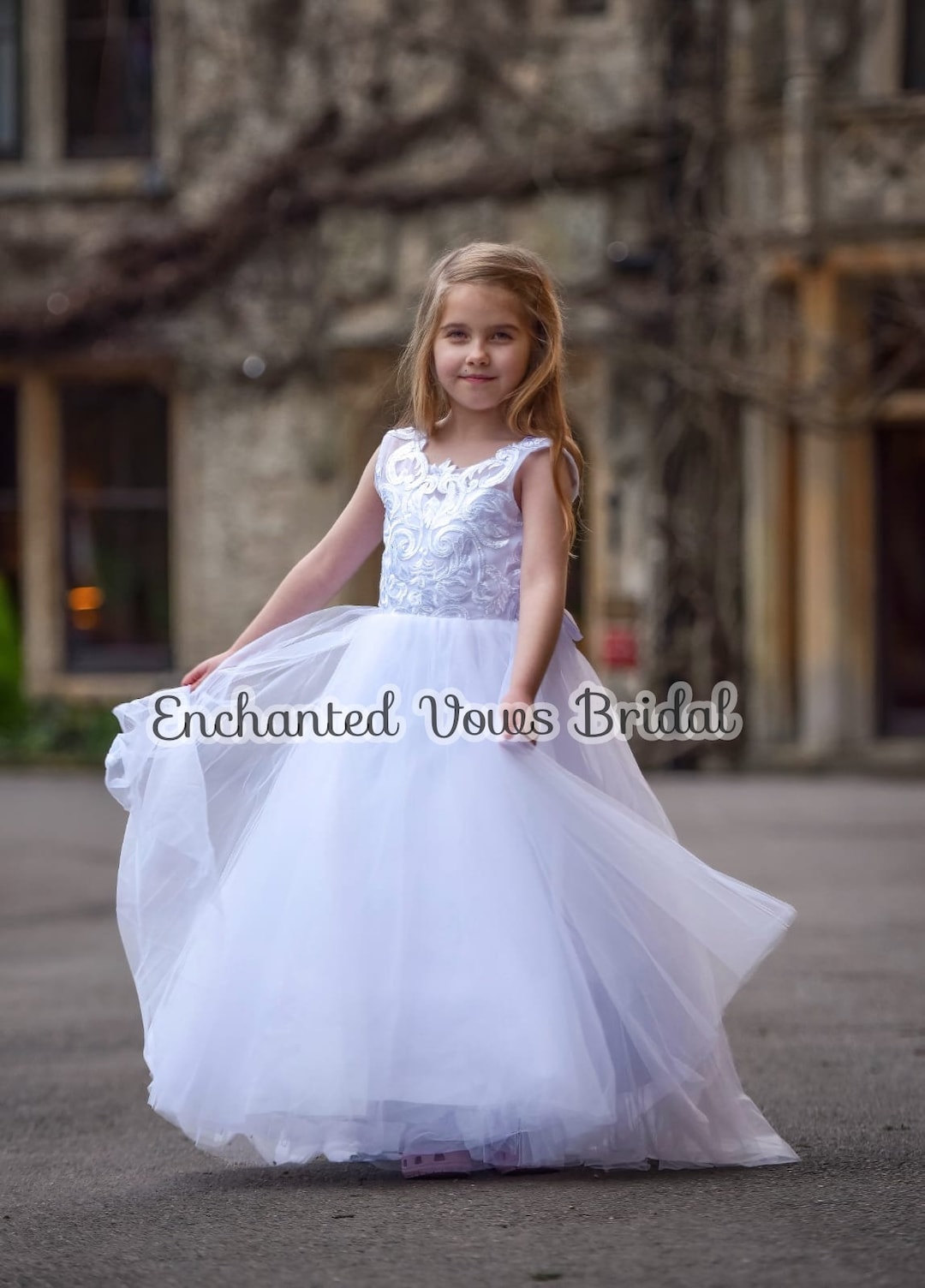 Princess Flower Girl Dress With Train, Tulle Flower Girl Dress. - Etsy