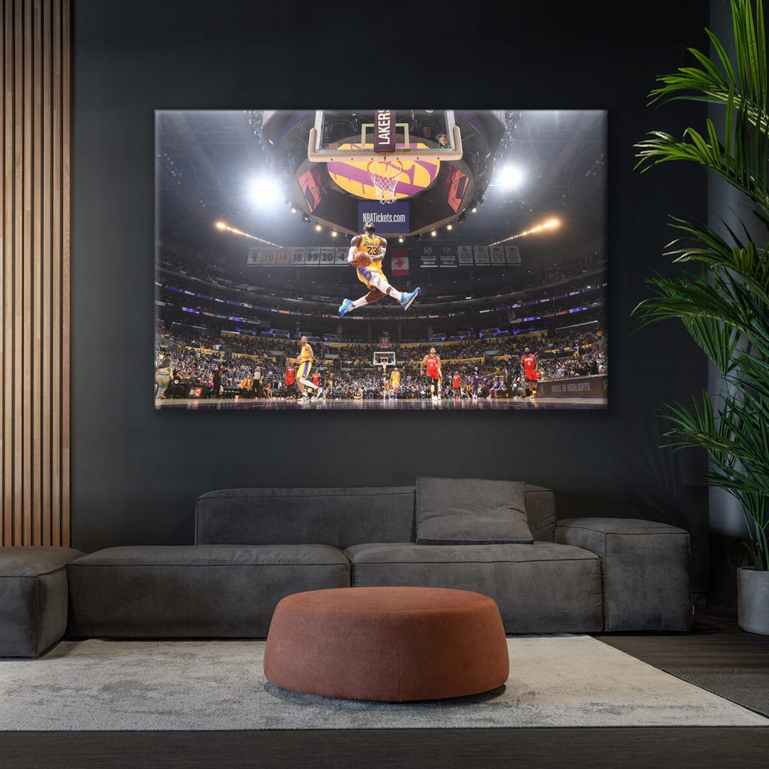 Lebron James Canvas Print, Lebron James Dunk Poster, Sport Canvas Wall ...