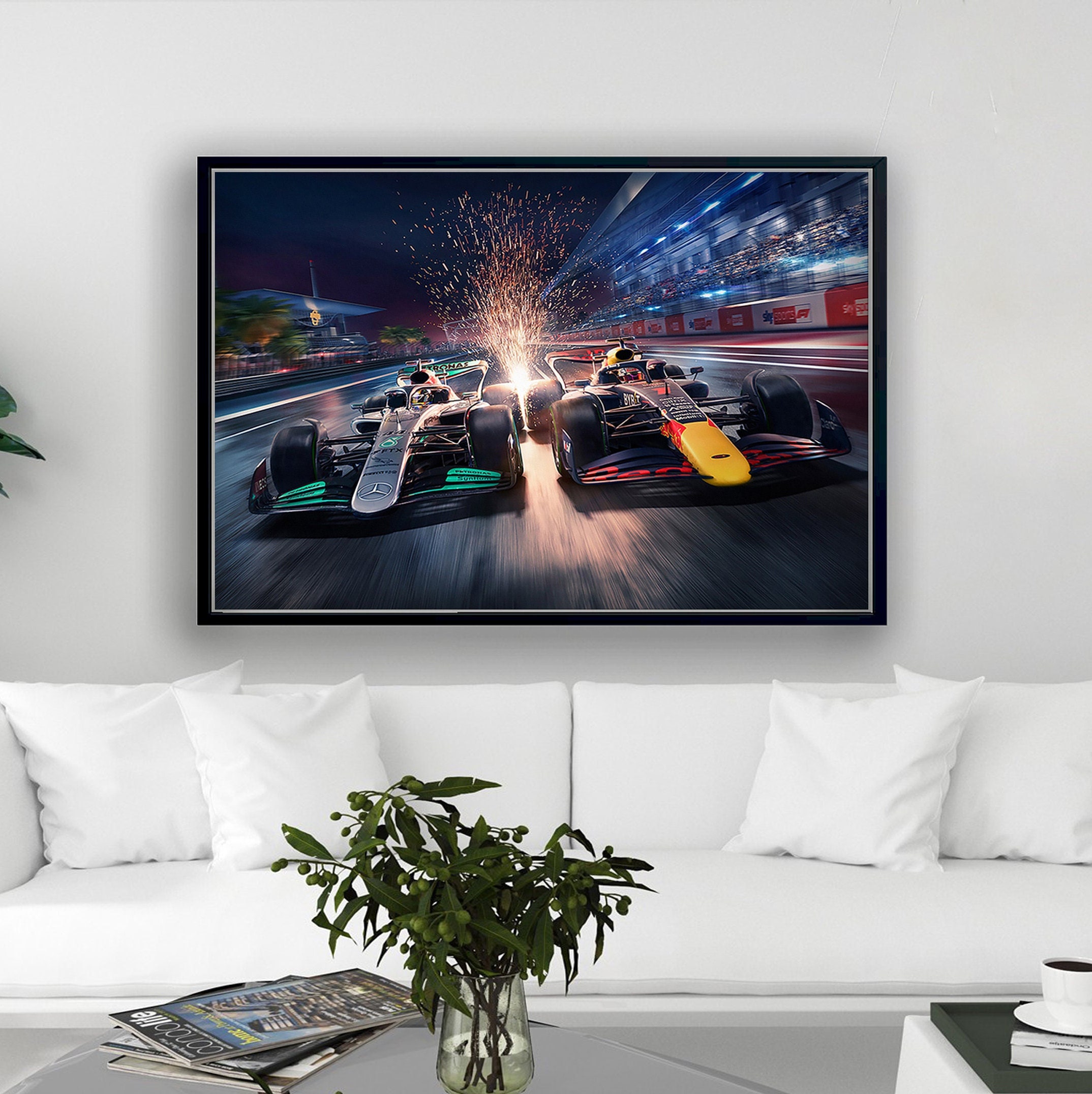 Legend Cars Canvas Poster, Formula 1 Ferrari Vs Redbull Best Overtake ...