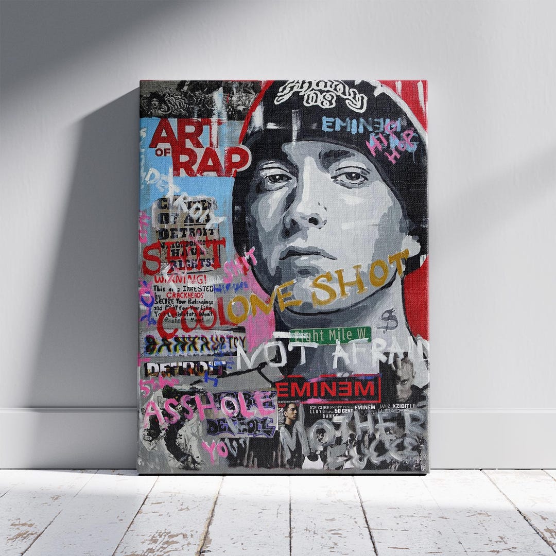 Banksy Eminem Music Canvas, Banksy Eminem Wall Art, Legendary Rapper ...