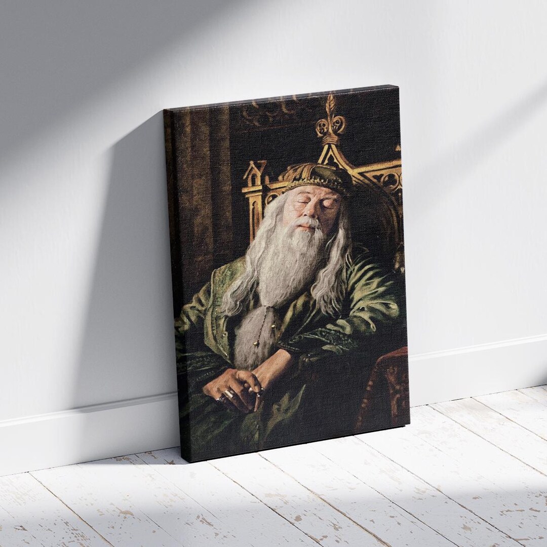 Dumbledore Sleeping Painting Canvas Print, Hogwarts Professor Artwork ...