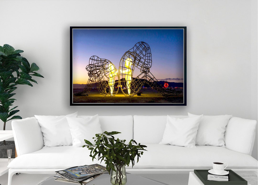 Burning Man Festival Poster, Love Sculpture by Alexander Milov Canvas ...
