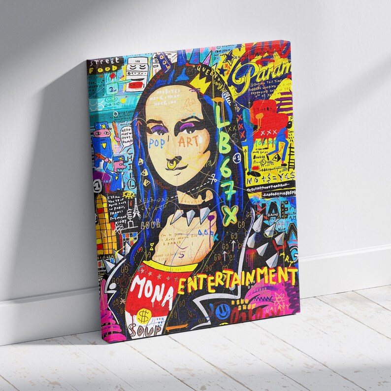 Banksy Mona Lisa Graffiti Wall Art, Banksy Mixed Graffiti Poster, Mona ...