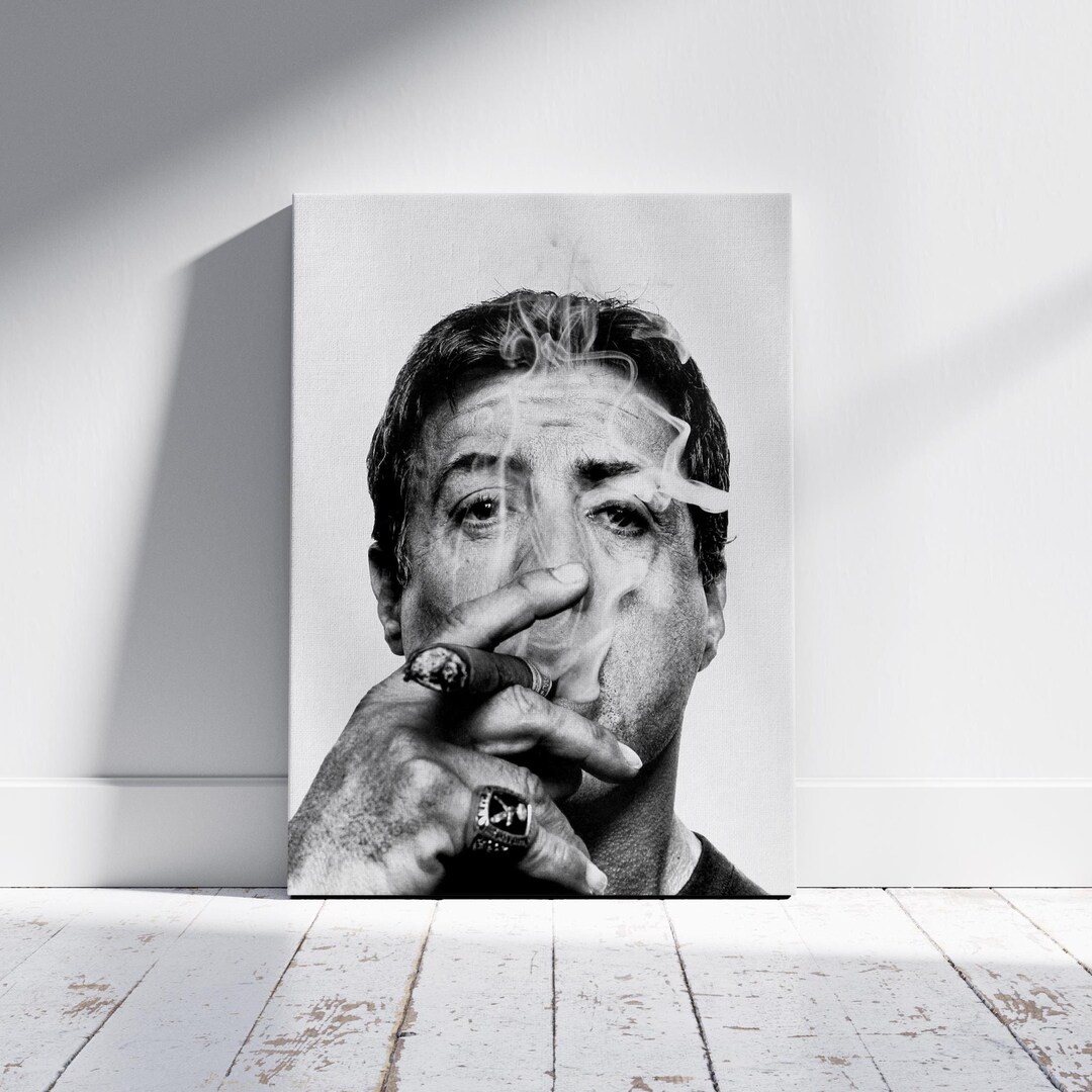 Sylvester Stallone Rocky Balboa Smoking Celebrity Canvas, Movie Wall ...