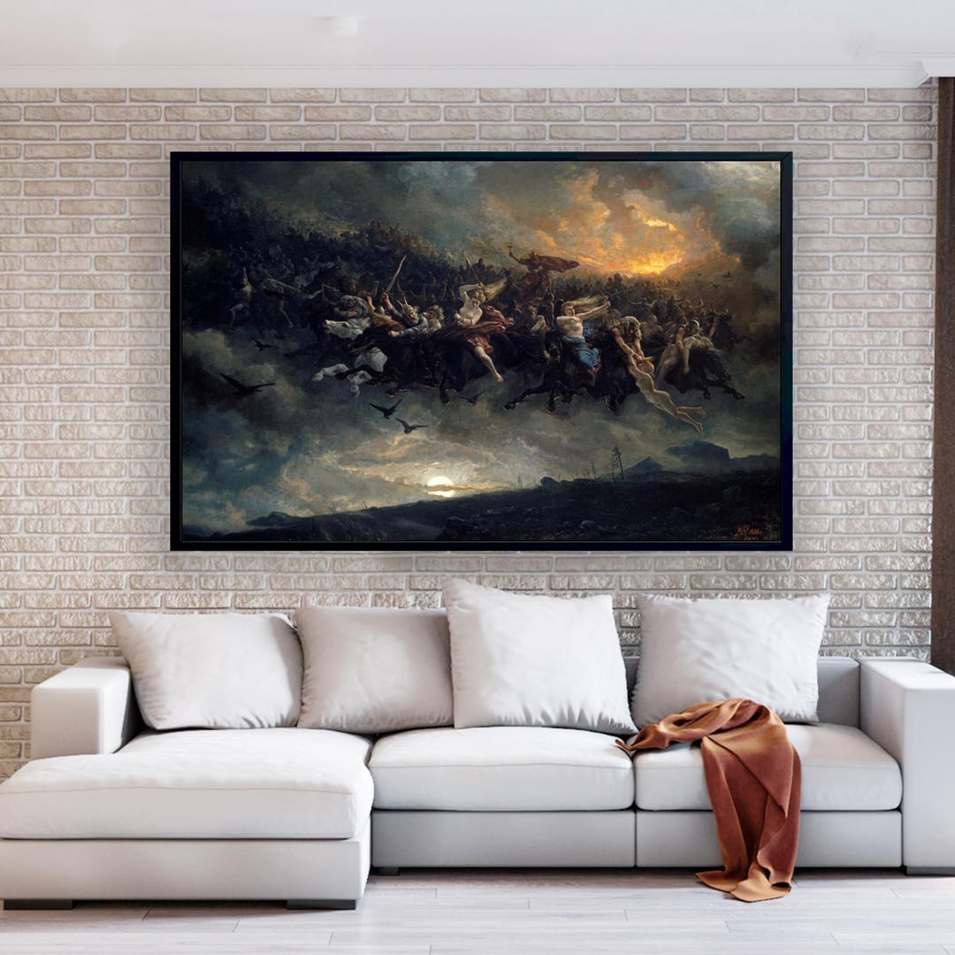 The Wild Hunt of Odin Wall Art, Norse Mythology Canvas Poster, Framed ...