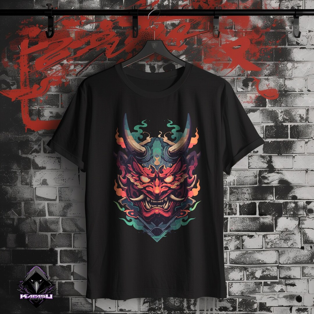 Japanese Oni Mask T-shirt, Oni Mask Shirt, Folklore Shirt, Vector Style ...
