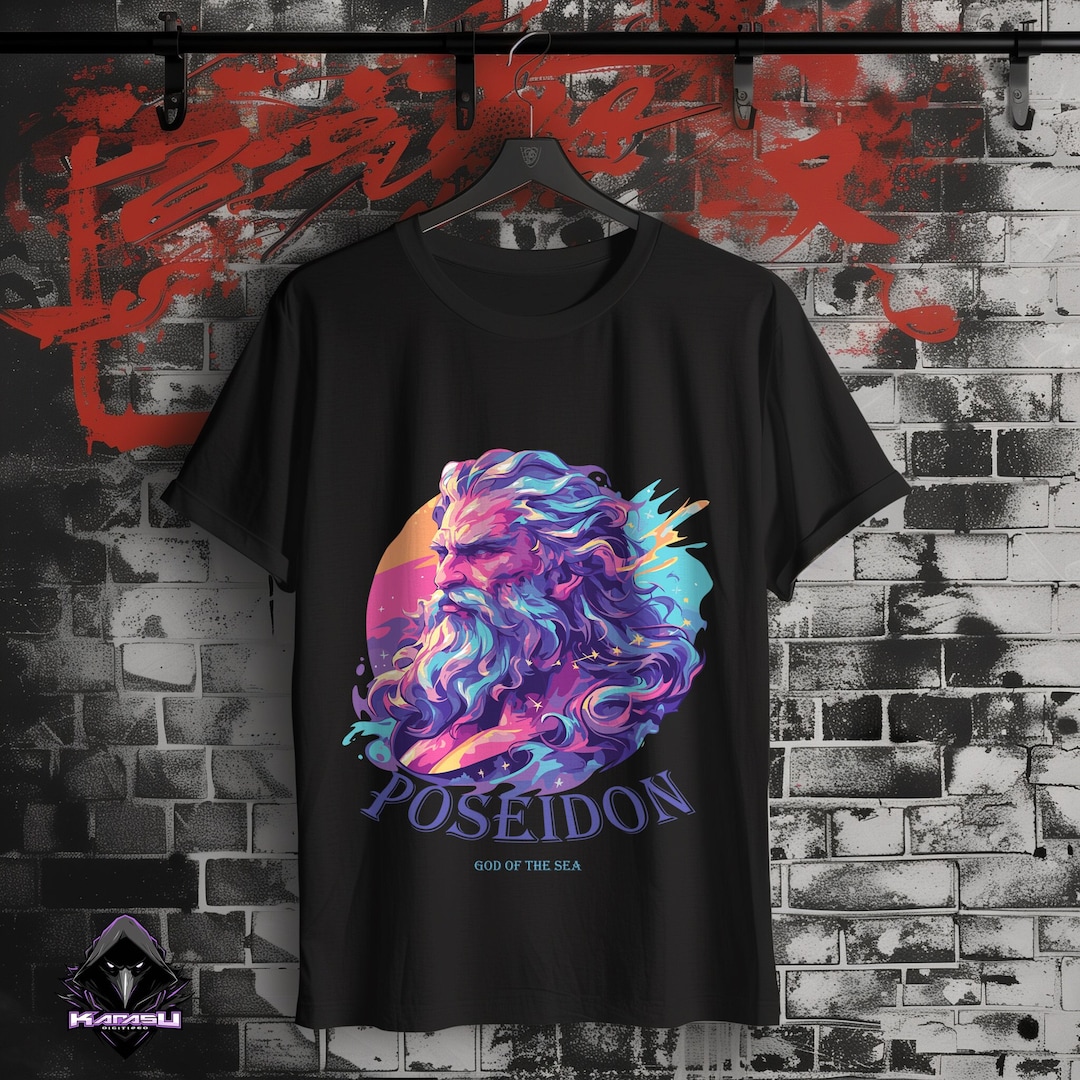 Poseidon T-shirt, Poseidon God of the Sea, Greek God, Greek God T-shirt ...