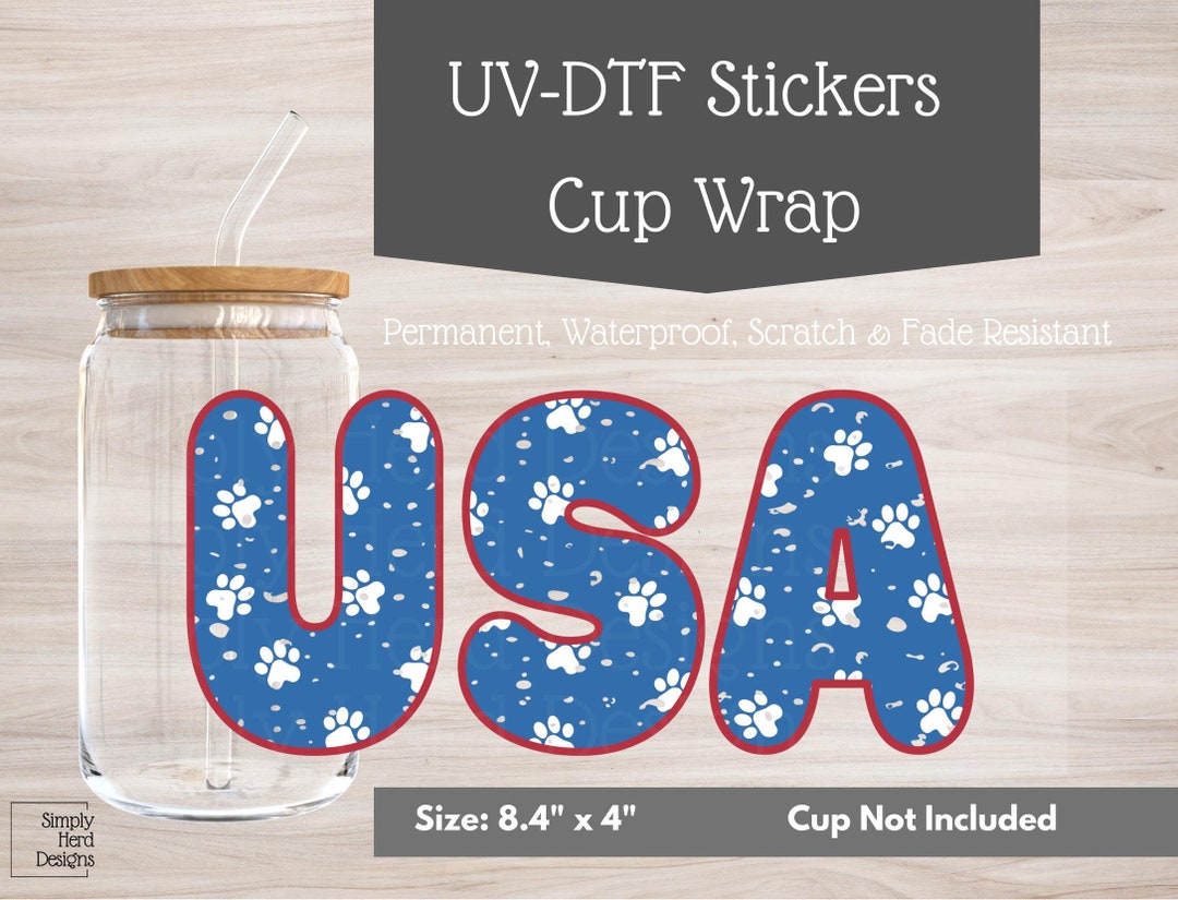 USA Paw Print Cup Wrap UV-DTF Sticker - Etsy
