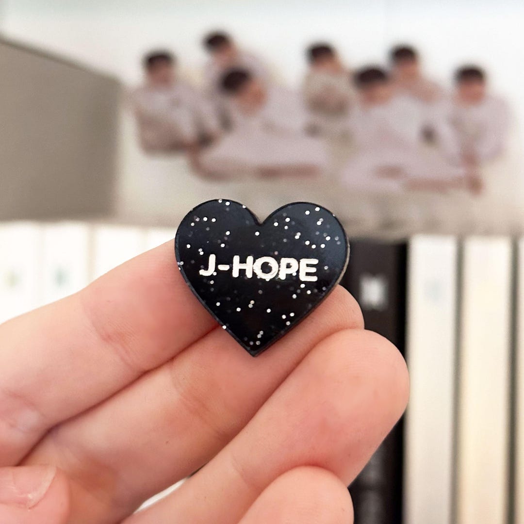 J-HOPE Candy Heart Badge Black Glitter - Etsy