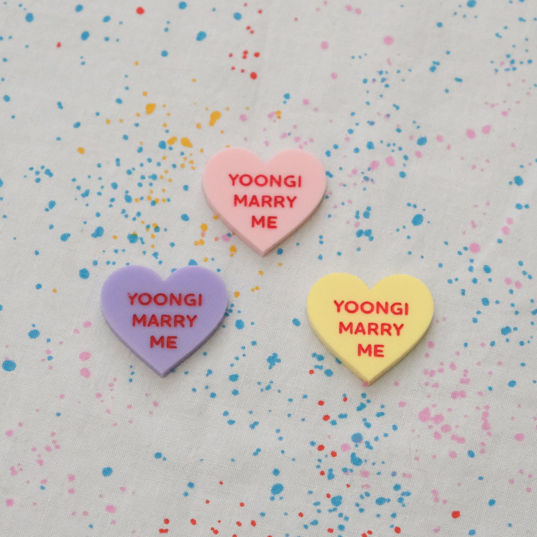 YOONGI MARRY ME Candy Heart Badges - Etsy