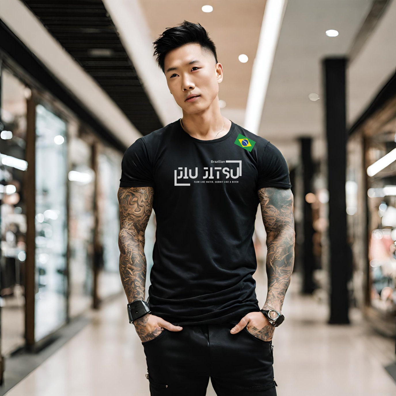 Jiu Jitsu Life Style T Shirt for Men, Women, Brazilian Flag, Merge ...