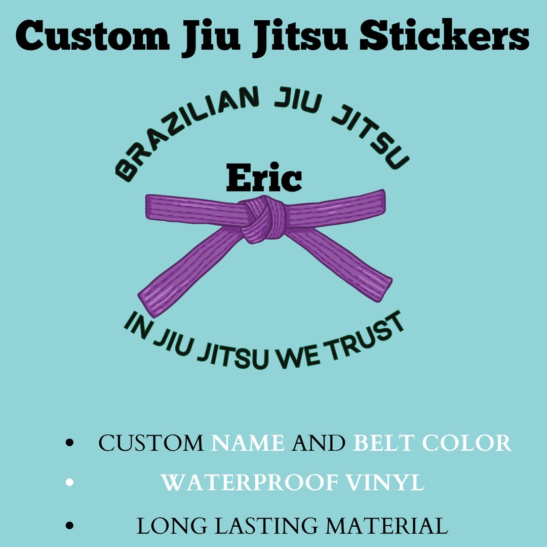 Custom Jiu Jitsu Sticker for Gifts Custom Belt Color Custom Name BJJ ...