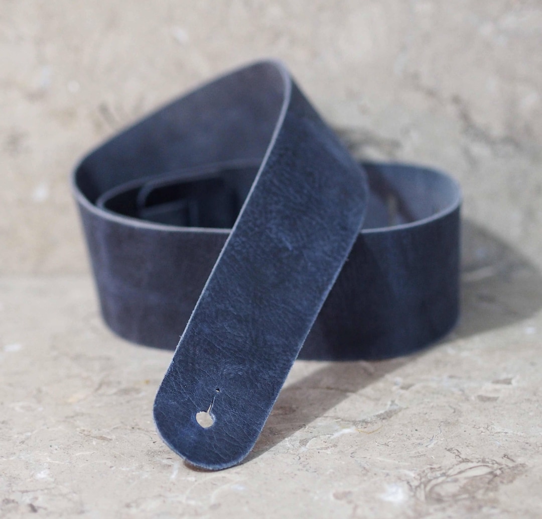 Stellar Blue Leather Guitar Strap - Etsy