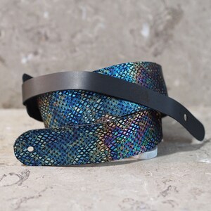 Oil Slick Slither Rainbow on Black Leather Guitar Strap - Etsy