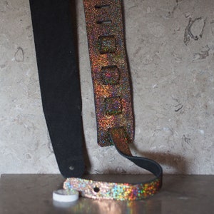 Smooth Glitter Leather Guitar Strap -- Choice of Blue or Gold - Etsy