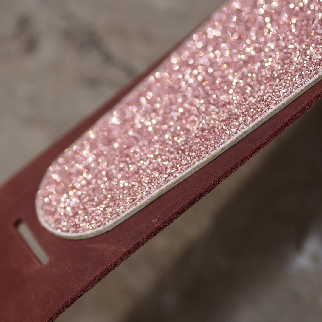 Pink Glitter Leather Guitar Strap - Etsy