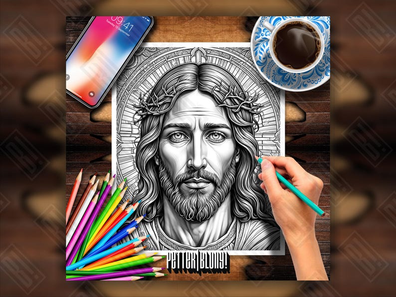 Sheet 22/30 Jesus Christ Coloring Sheet Printable Digital Art 5k 300dpi ...