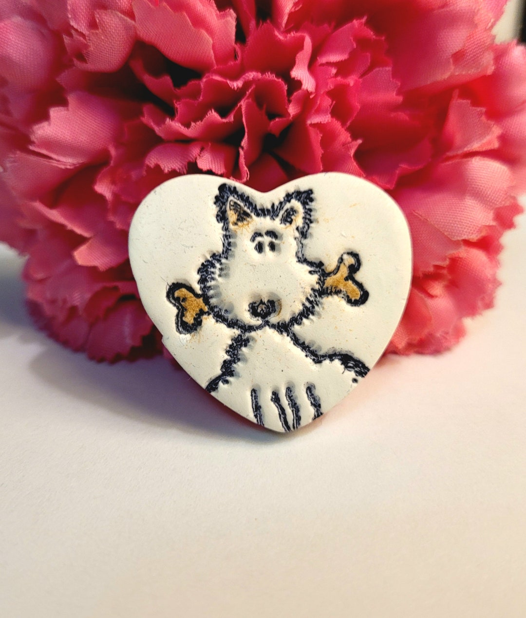 Dog Heart Pin, Cute Dog Pin, Dog Lover Gift, White Pink or Beige Puppy ...