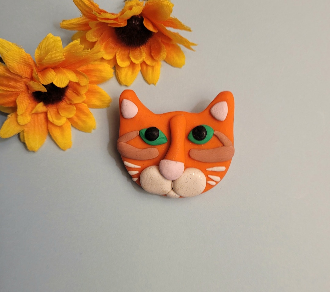 Orange Cat Pin, Orange Tabby Brooch, One of a Kind Cat Jewelry, Purr ...