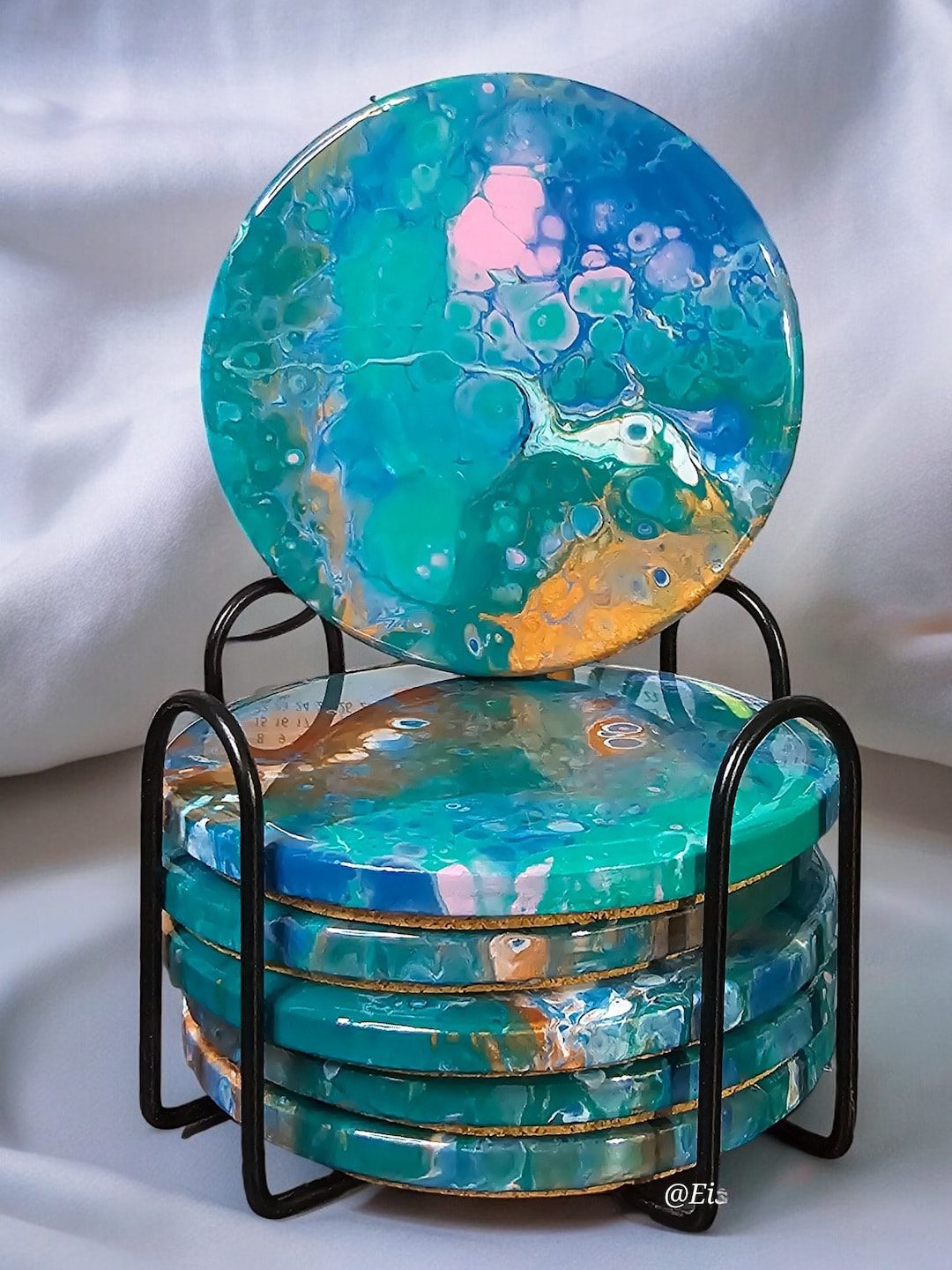 Ceramic Tile Coasters With Epoxy Resin Coating - Etsy