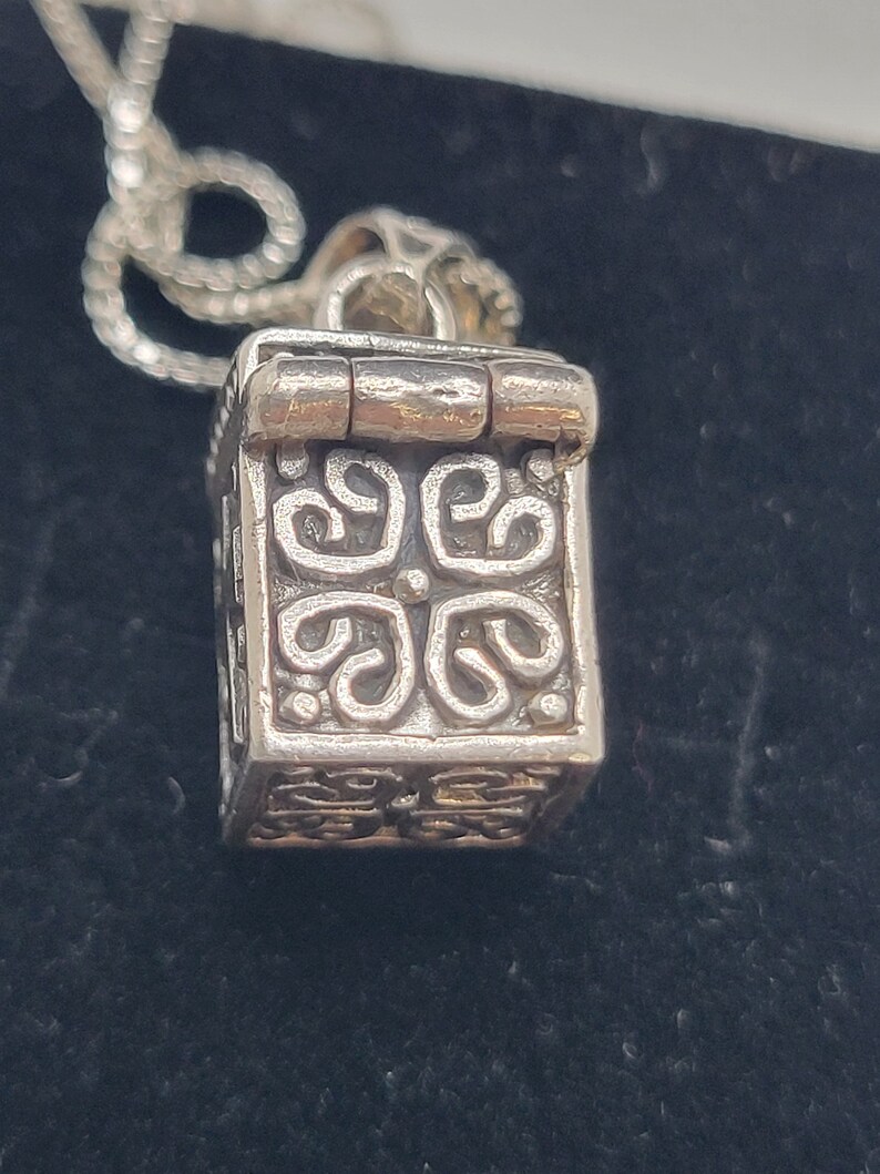 Vintage Prayer Box Pendant Necklace 925 Sterling Silver Signed IBB 19 ...