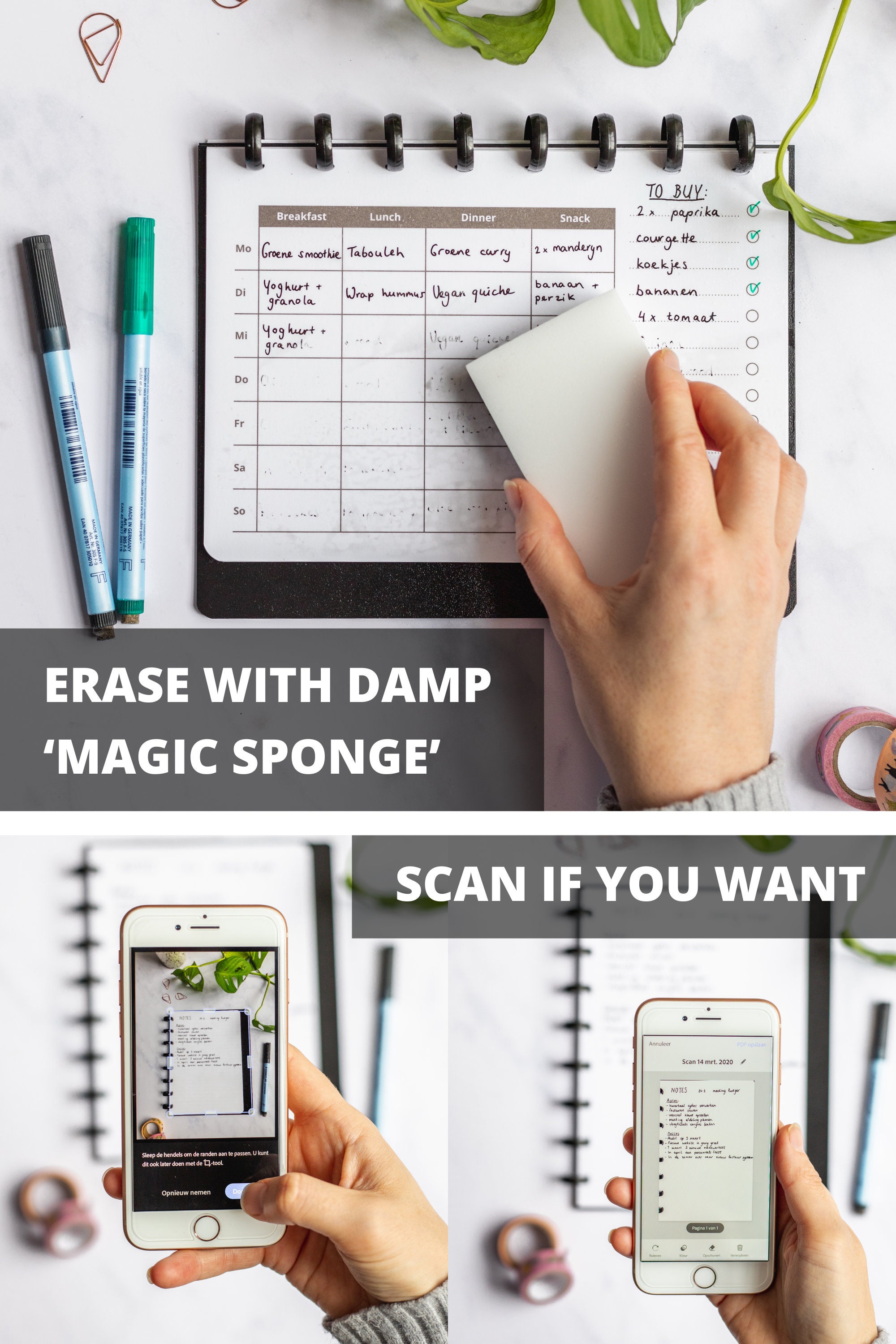 Reusable Planner, Dry Erase Planner, Undated Weekly Organiser, Reusable ...