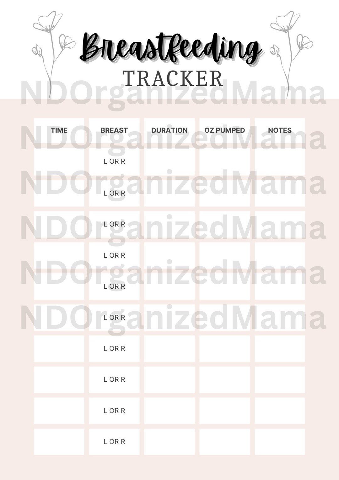 Printable Breastfeeding Tracker, Ready to Download - Etsy