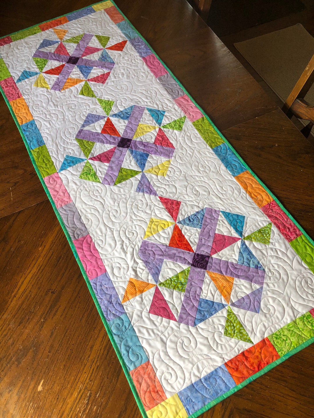 Pinwheel Parade Table Runner PDF Pattern Finishes at 20 X 51 Inches ...