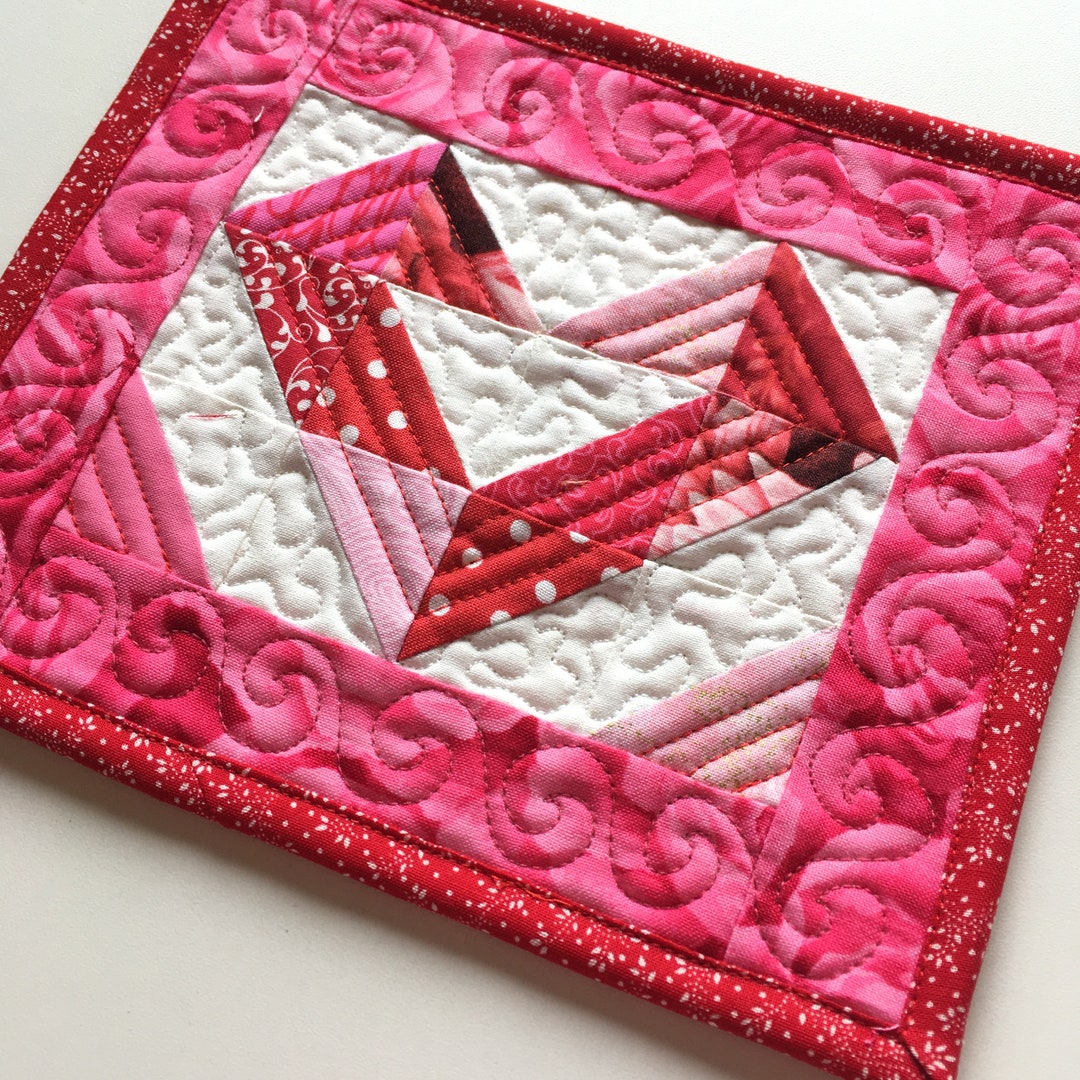 Quilted Heart Mug Rug PDF Pattern - Great Gift Idea, Instant Download ...