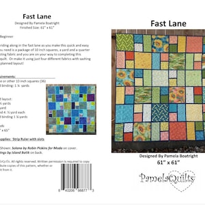 Fast Lane PDF Quilt Pattern for Quick and Easy Lap Quilt, Use Layer ...