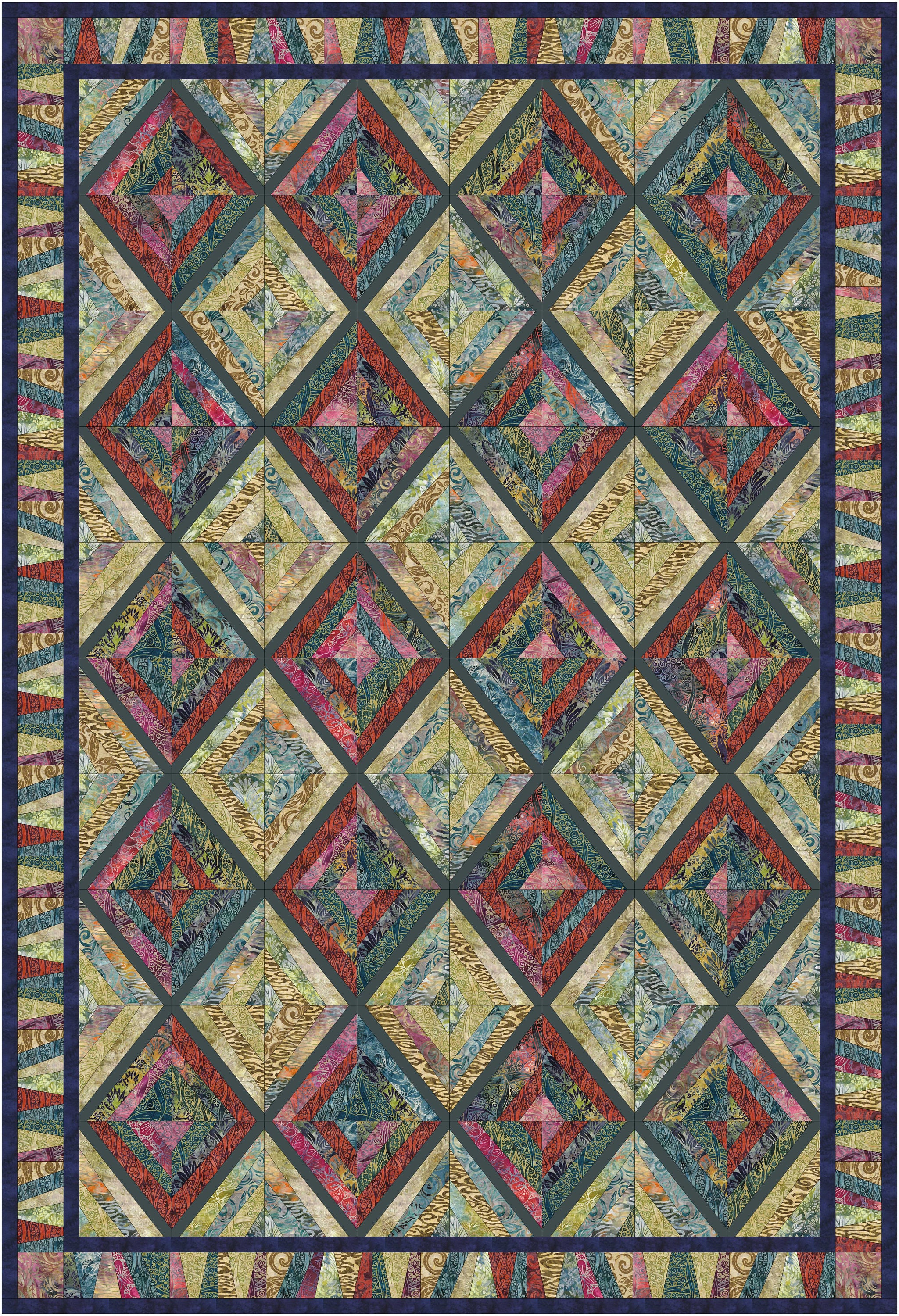 Deluxe Diamonds PDF Pattern for String Quilt, Multiple Sizes, Scrap ...