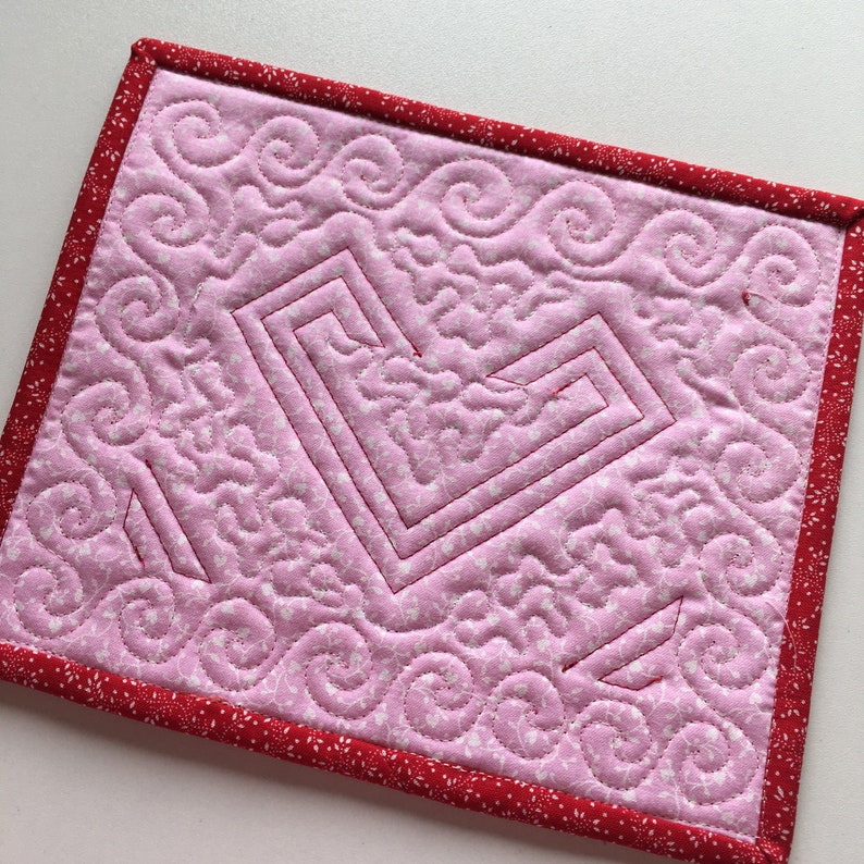Quilted Heart Mug Rug PDF Pattern - Great Gift Idea, Instant Download ...