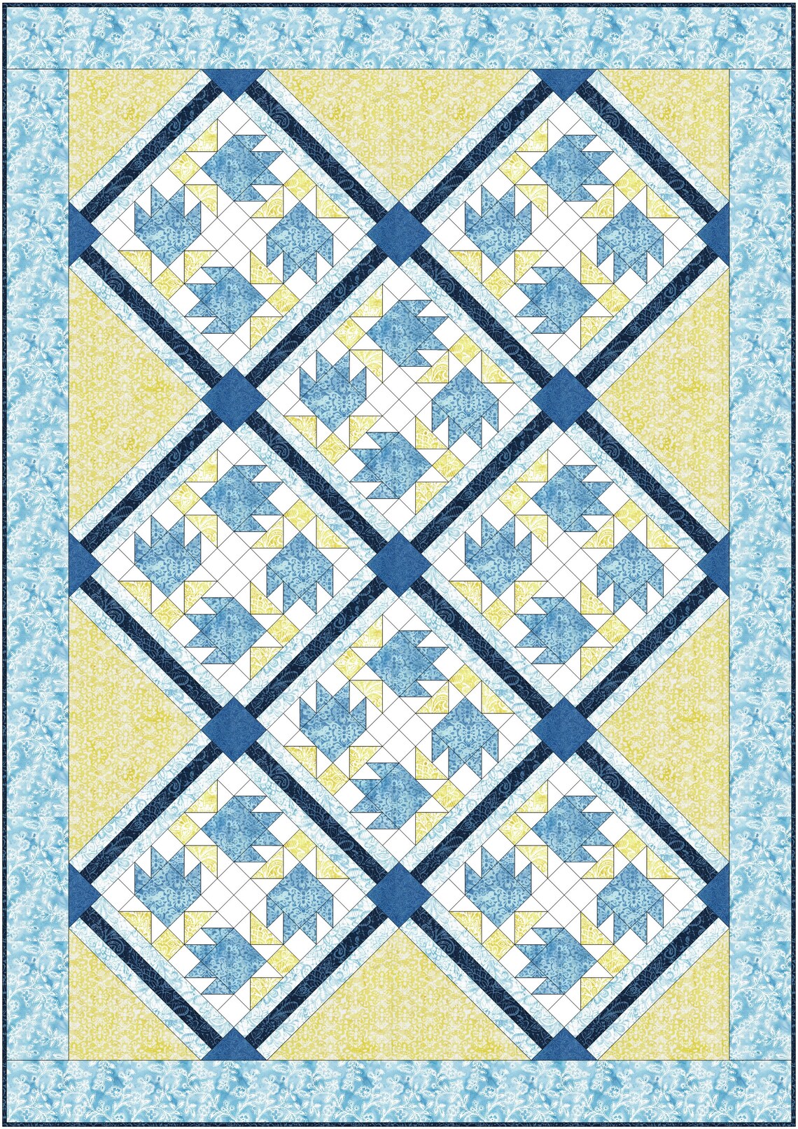 Swirling Thistle PDF Quilt Pattern Measures 51 X 72 - Etsy