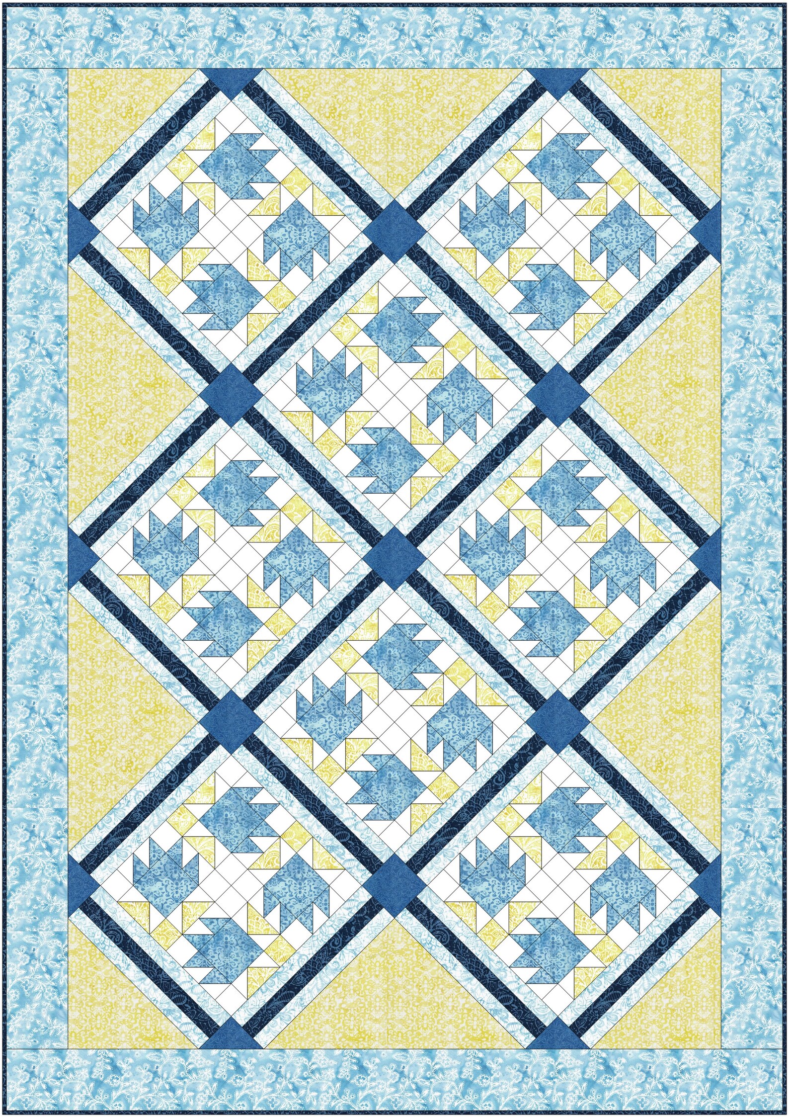 Swirling Thistle PDF Quilt Pattern Measures 51 X 72 - Etsy